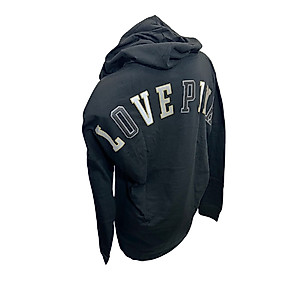 Victoria's Secret Pink Cotton Oversize Pullover Glitter Hoodie Tee/Shirt Color Black Shine Size Medium New