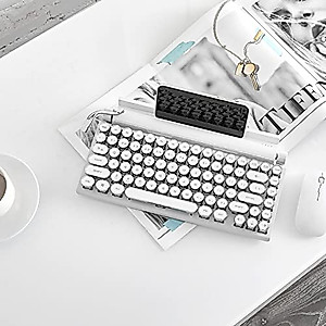 RTLR Mechanical Keyboard, 83 Keys Waterproof Gaming Keyboard Knob Control for Phone (White)