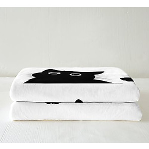 Feelyou Black Cat Fuzzy Blanket for Kids Toddler Cute Pet Cats Fleece Throw Blanket Kawaii Kitten Plush Blanket and Throws Super Soft Cozy Animal Sherpa Blanket 50"X60"