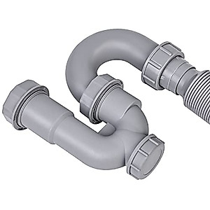 46 Inch Flexible Drainage Pipe Universal Kitchen Sink Drain Pipe Kit Tube S Trap, Bathroom Plumbing P Trap Tubing