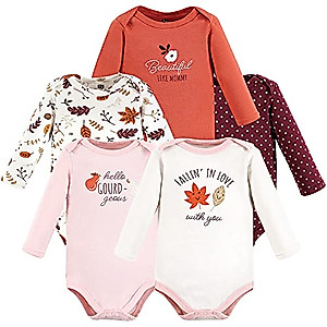 Hudson Baby Boys Cotton Long-Sleeve Bodysuits, 9-12 Months, Unisex, Pink Fall