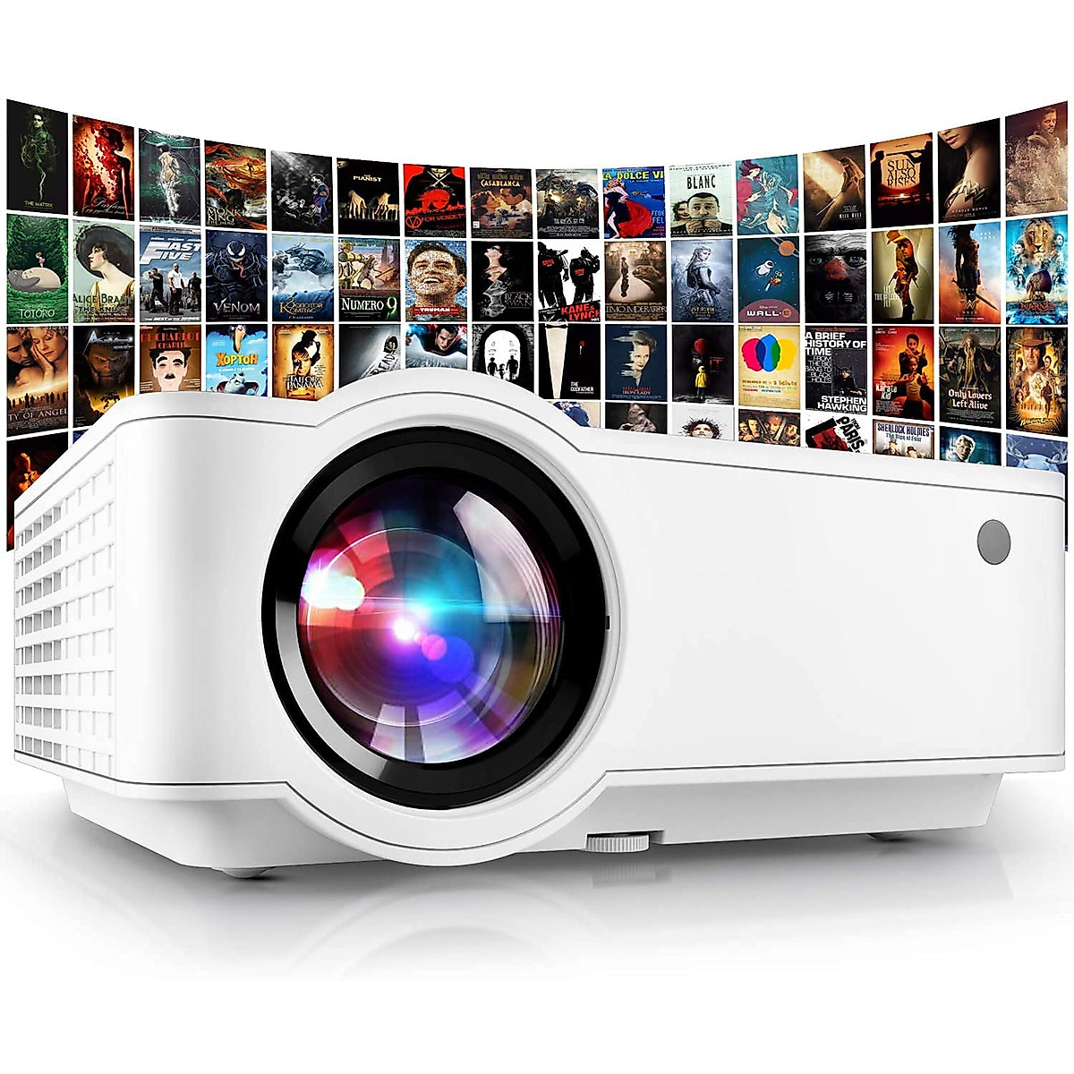 Mini Projector 5500 Lux 210" Video Projector 1080P with Projector Screen