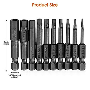 10PCS Hex Head Allen Wrench Drill Bit Set, VAKOGAL S2 Steel Hex Head Screwdriver Bit Set, with Magnetic, 1.5-8mm Metric, 1/4 Inch Hex Shank, 2 Inch Length, for Hand Held Wrench and Electric Drills