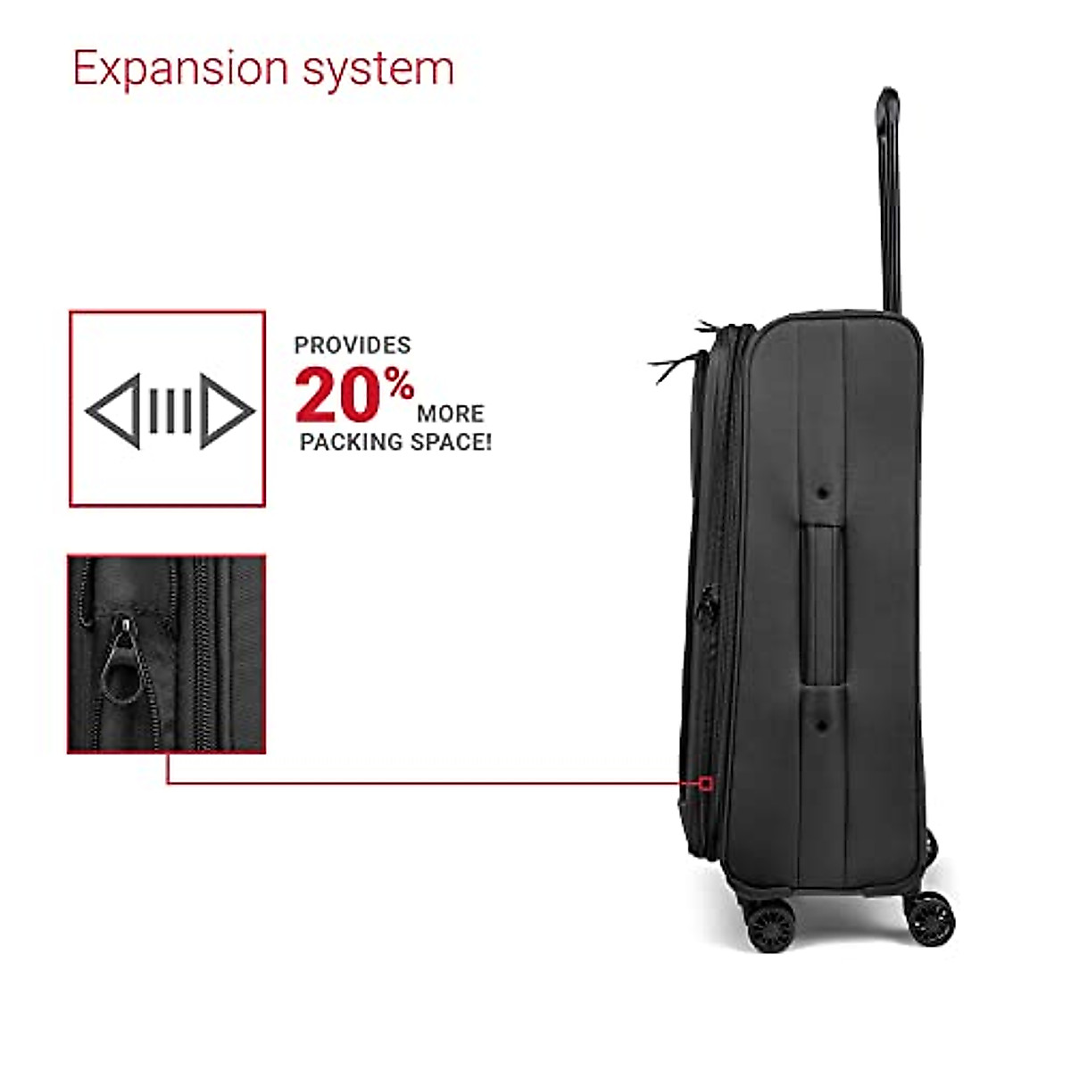 BUGATTI Reborn Collection 28 Inch Spinner Luggage for Airplanes, Large Expandable Suitcase with 360-Degree Spinner Wheels, Retractable Handle, Black