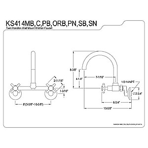 Kingston Brass KS414MB Concord Kitchen Faucet, 7-1/16" in Spout Reach, Matte Black