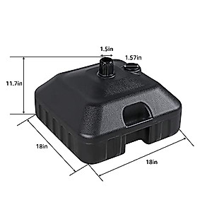 COBANA Patio Umbrella Base Outdoor Market Umbrella Stand Weight, Water or Sand Self-Filled Black Square