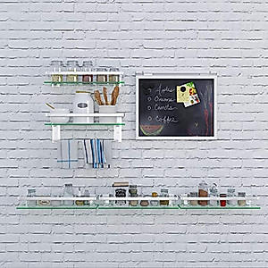 VOLPONE Bathroom Wall Shelf 15.7in Bathroom Glass Shelves Bathroom Shelves Wall Mount Glass Floating Shelf Rustproof Bathroom Wall Organizer 3 Tier (Sliver)