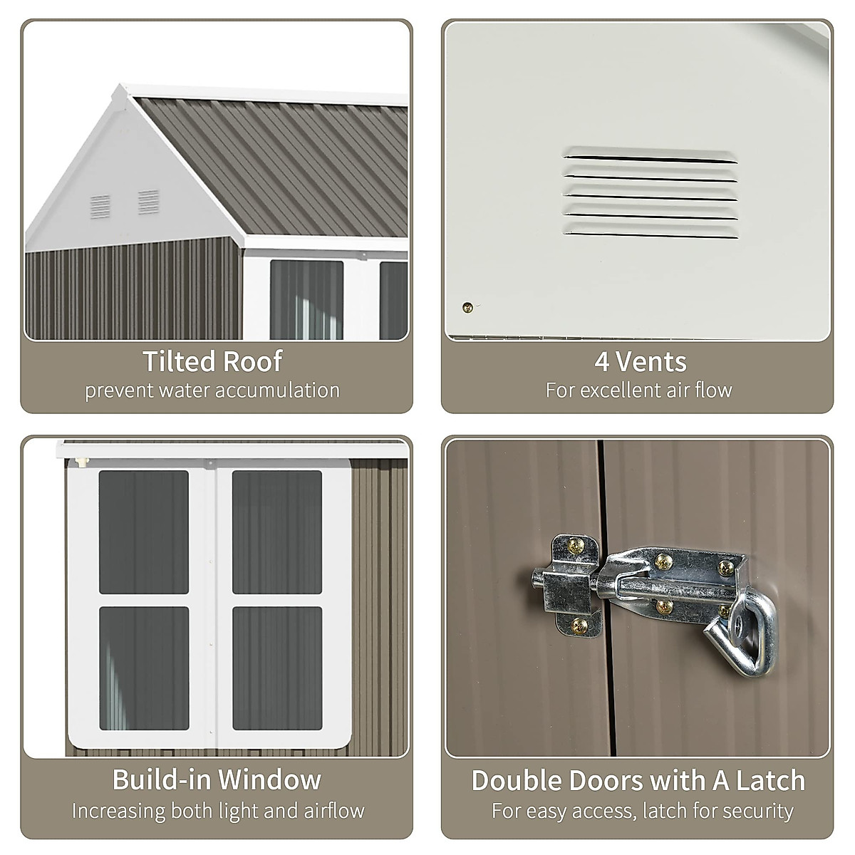 Outsunny 8' x 6' Outdoor Storage Shed, Metal Garden Shed with Window & Double Lockable Door, Outdoor Tool Shed Storage with Sloped Roof for Backyard, Patio, Garage, Lawn, Gray