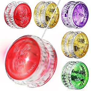 Toyvian Glow in the Dark Light Up Yo-Yo Set for Kids - 6 Pcs LED Light Up Yo Yo Ball Bulk, Flashing Plastic Entertaining Responsive Ball for Beginner Kids Birthday Party Goodie Bag Fillers