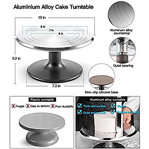 Cake Decorating Supplies with Aluminum Alloy Revolving Cake Stand, Cake Carrier, Acrylic Round Cake Discs, 268PCS Cake Decorating Kit with 54 Piping Tips, Various Cake Spatula, Reuseable Cake Board