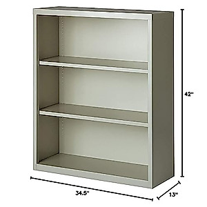 Lorell LLR41283 Fortress Series Steel Book Case, Light Gray, 34.5" x 13" x 42"