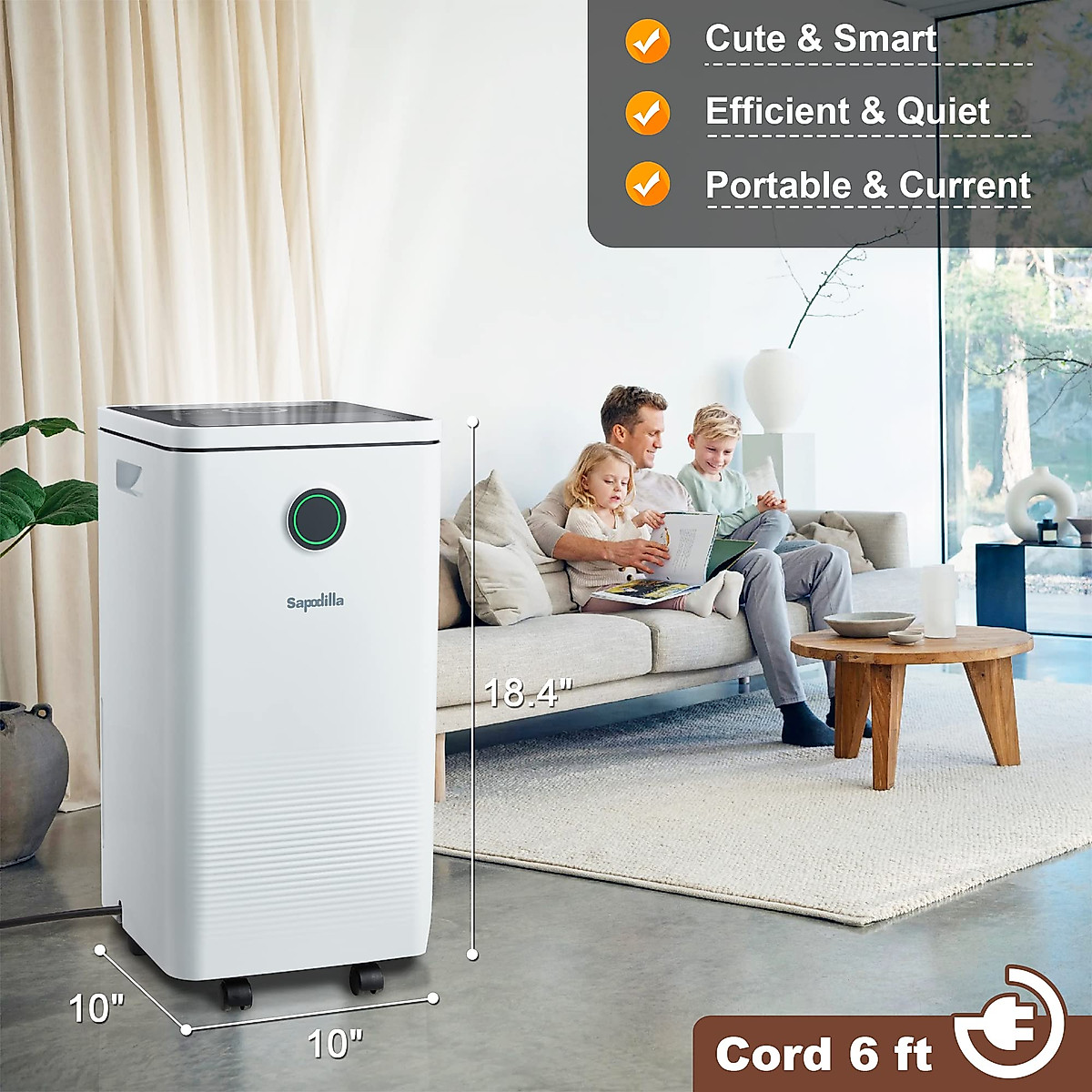 Sapodilla Dehumidifier for Basement, 30 Pints Dehumidifier for 2000 Sq.Ft, Auto or Manual Drainage, Portable Home Dehumidifier for Large Room Bedroom Bathroom Laundry