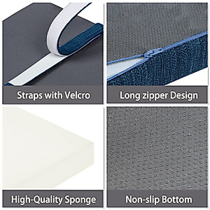 baibu 40 Inch Metal Bench Cushion with Ties, Non-Slip Rectangle Bench Seat Cushion Kitchen Bench Cushion with Machine Washable Cover - One Pad Only (Dark Blue, 40x15x1.5in)