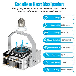 BBESTLED 150W LED Shoebox Retrofit Kit 5000K (Input 100-277V) 21000LM E39 LED Street Light Outdoor, Outside LED Pole Parking Lights LED Retrofit Kits DLC ETL Listed, Commercial Retrofit LED Lights