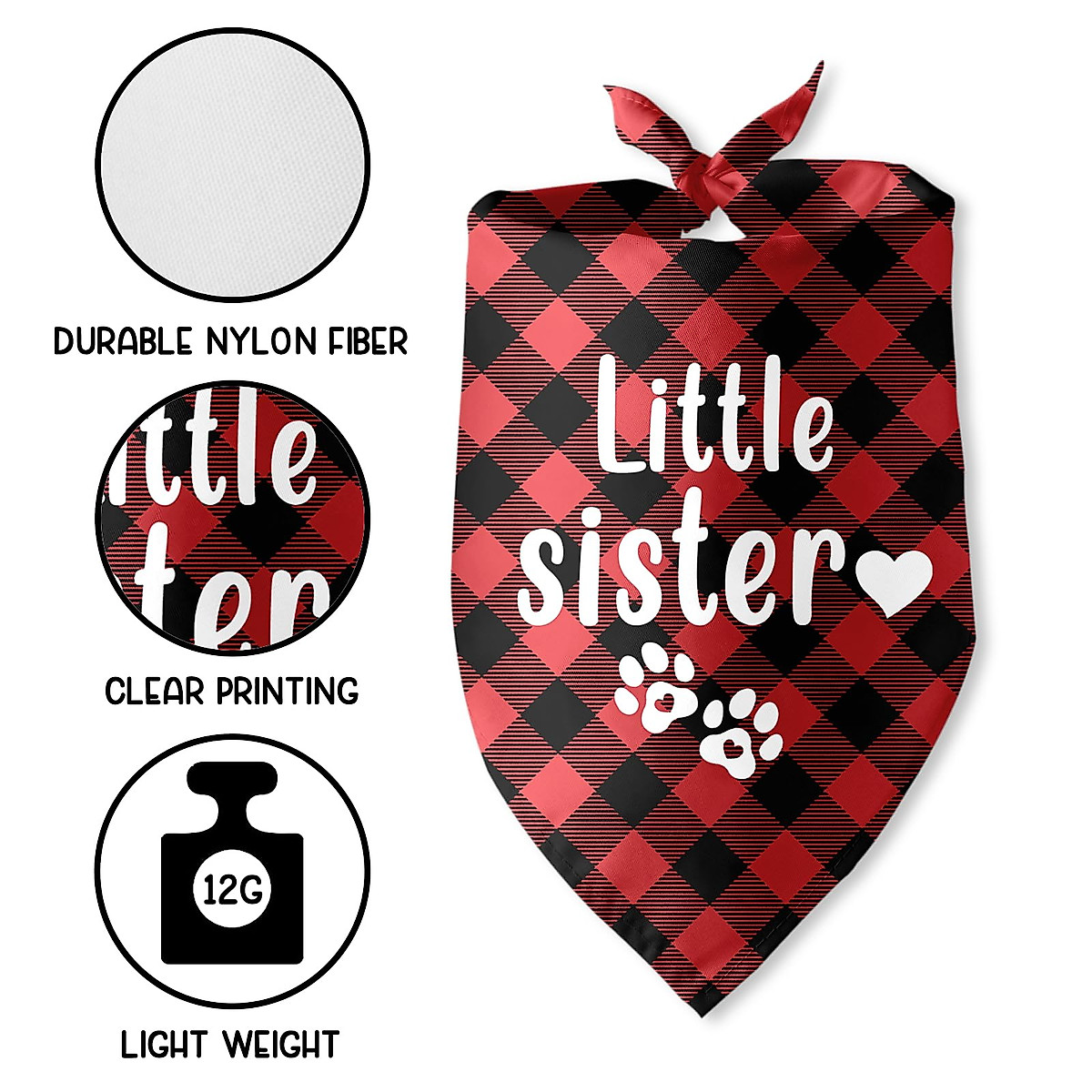Little Sister Dog Bandana Pregnancy Announcement Gender Reveal Dog Bandana Photo Prop Pet Scarf Accessories for Pet Dog Lovers Gifts