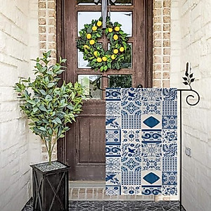 Double-sided garden flag Blue Talavera Mexican Tile Outdoor Flag Garden Flag Yard Outdoor Decoration （12×18in）.