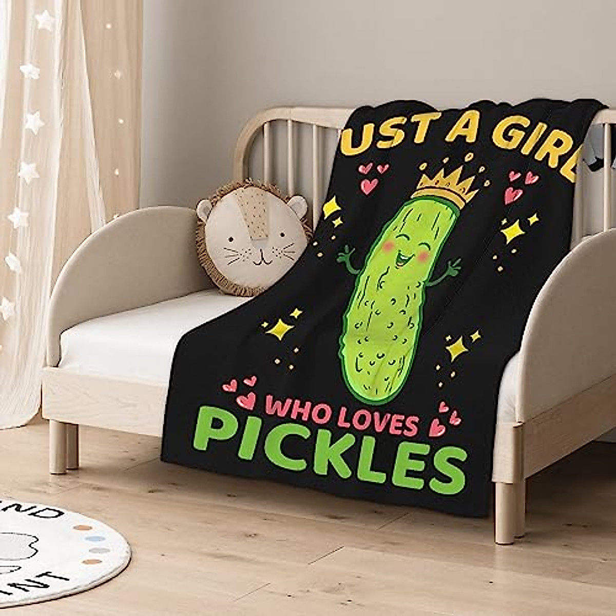 ZOE DAVISON Pickle Blanket,Pickles Gifts for Kids, Just A Girl Who Loves Pickles Flannel Blankets, Used for Bed Sofa,Lightweight Cozy Warm Fluffy Microfiber SMALL-50x40 Inches for Girls