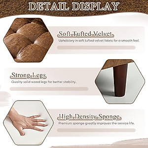 JEEOHEY Small Couch, 60 Inch Mid-Century Modern Faux Leather Upholstered Loveseat Sofa Furniture for Small Space, Living Room, Bedroom, 2 Throw Pillows, Rolled Arm, Back Cushion, Brown