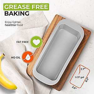 Silicone Loaf Pan (Small) Non-Stick Oven Dish - Professional Bakeware Baking Mould for Cakes Pies Breads - Microwave Dishwasher Freezer Safe - Quick Release - 8.2" x 3.9" x 2.7" by Cook’n’Chic