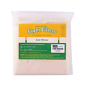 Fluorescent Light Diffuser Covers (Set of 4) Filters Light for Classrooms and Offices - Flame-Retardant Fabric (Soft White)