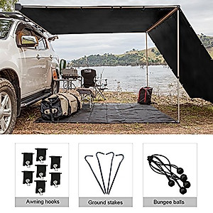 Shatex 8x14ft RV Awning Shade with 90% Privacy Screen Free Kit, Black