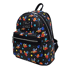 Loungefly x Disney Stitch in Space Allover-Print Mini Backpack (One Size, Black Multi)