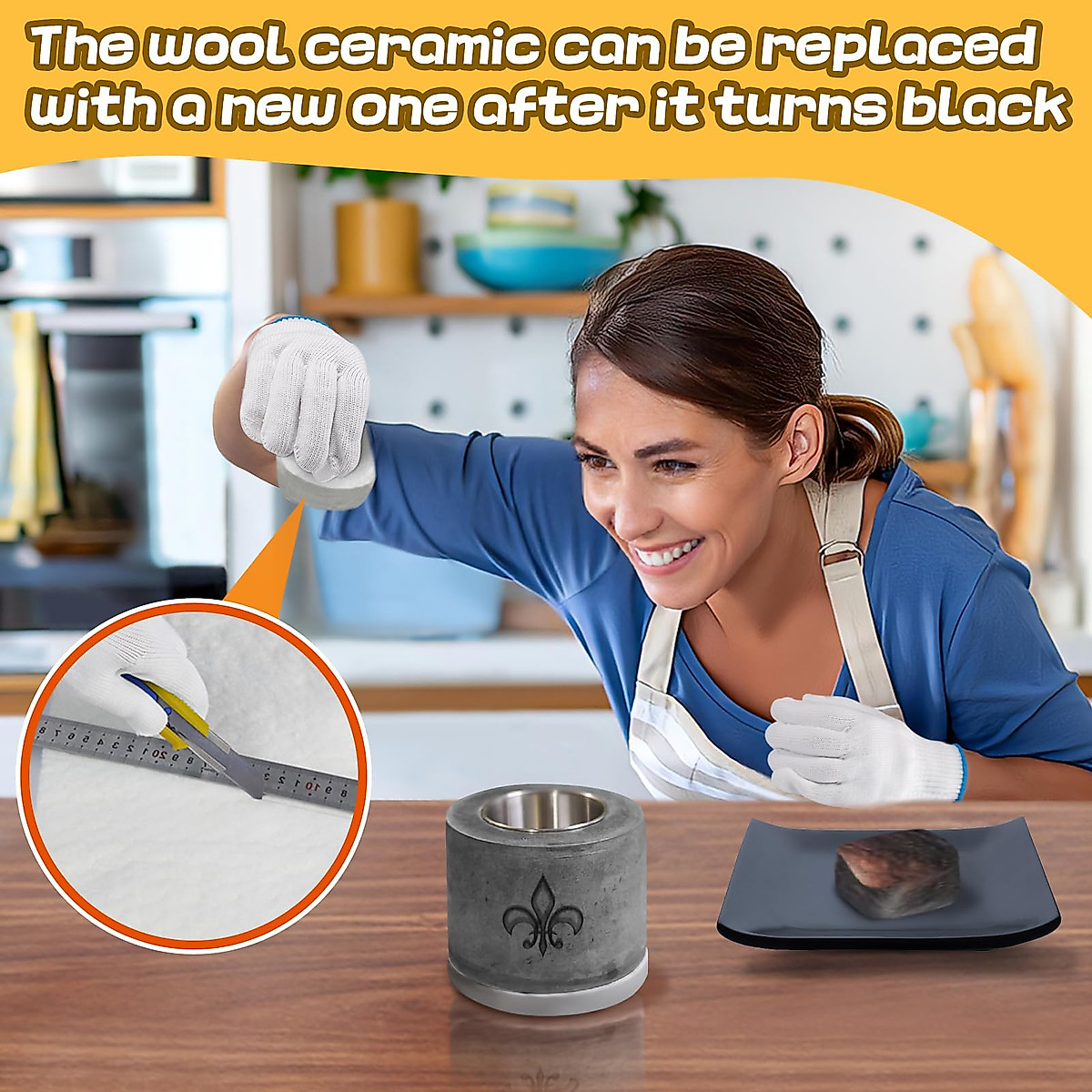 MADHOLLY Ceramic Wool for Portable Tabletop Firepit to Extend Burn Time- Premium Ceramic Wool Wick Sponge Ceramic Fiber Insulation for Bioethanol Fireplaces, 5Pack