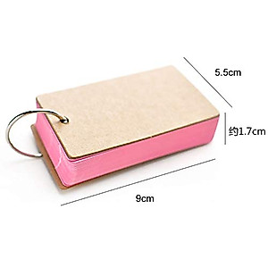 300Pcs Multicolor Kraft Paper Blank Flash Cards Study Cards Note Cards with Binder Ring for Bookmark/DIY Greeting Card/Index Card Stock for School Home Office Use, 90 * 55MM