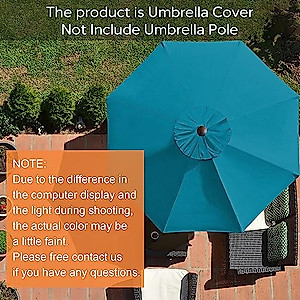 EliteShade USA Sunumbrella 9FT Replacement Covers 8 Ribs Market Patio Umbrella Canopy Cover (CANOPY ONLY) (Teal)