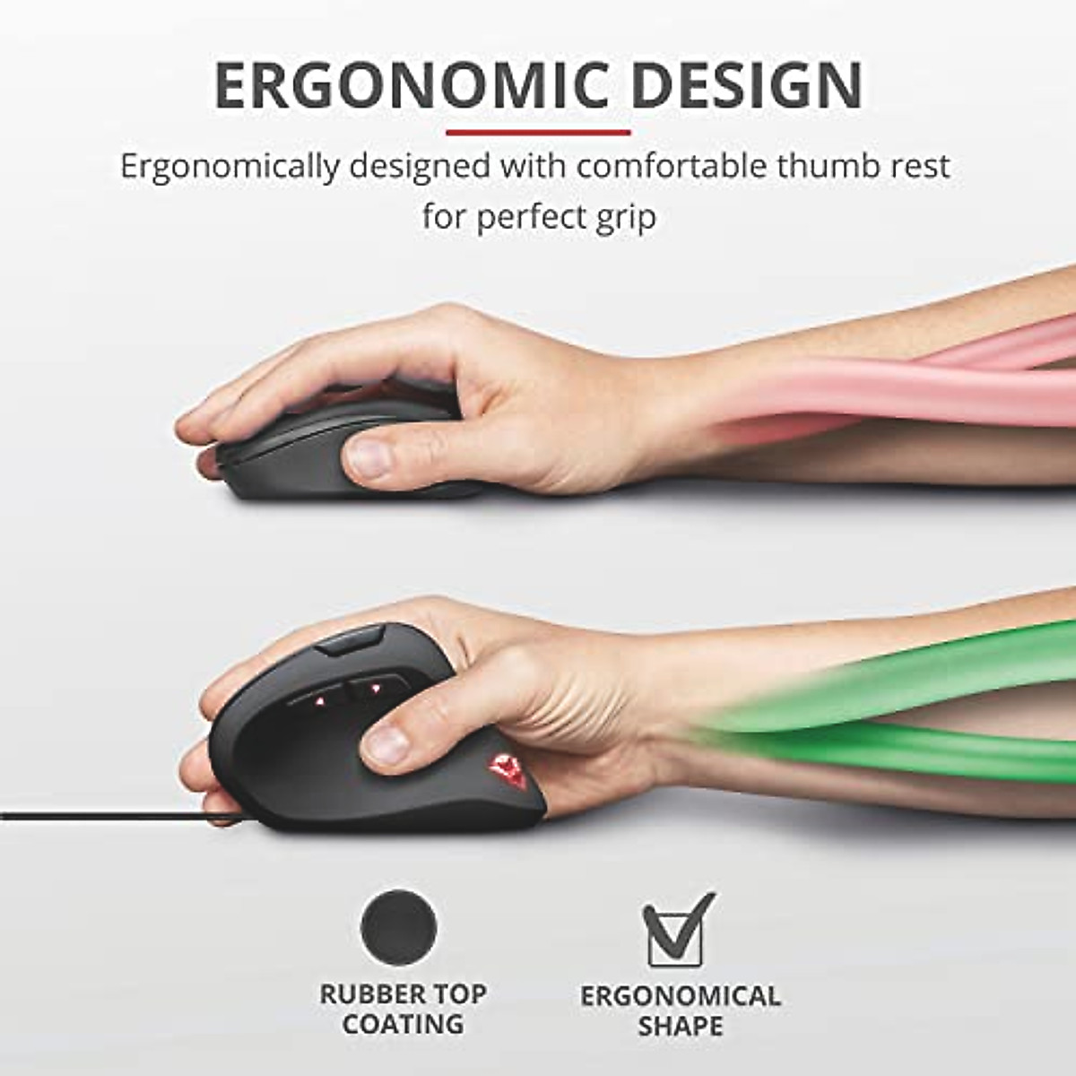 Trust Gaming GXT 144 Rexx Vertical Ergonomic Gaming Mouse, 250-10,000 DPI, 6 Buttons, Black