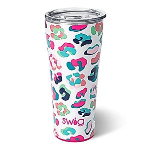 Swig Life XL 32oz Tumbler, Insulated Coffee Tumbler with Lid, Cup Holder Friendly, Dishwasher Safe, Stainless Steel, Extra Large Travel Mugs Insulated for Hot and Cold Drinks (A Party Animal)
