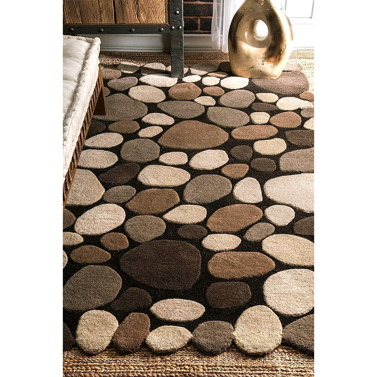 nuLOOM Hand Tufted Pebbles Area Rug, 5' x 8', Natural