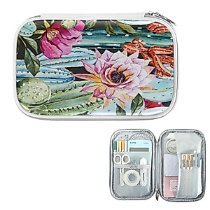 ZZKKO Flower Cactus Succulents Pencil Bag Case Zipper Pencil Holder Organizer Stationary Pen Bag Cosmetic Makeup Bag Pouch Purse for School Office Supplies