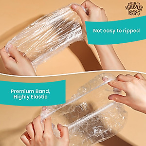 LEOBRO Disposable Shower Caps, 100PCS Shower Caps, Shower Cap for Women Waterproof, Disposable Clear Plastic Shower Cap for Women, Thick Plastic Caps for Hair Treatment, Regular Size 17.3 INCH
