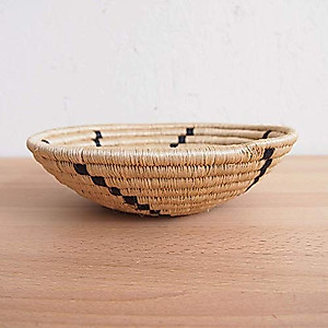 Small African Basket- Tanga/Rwanda Basket/Woven Bowl/Sisal & Sweetgrass Basket/Tan, Black
