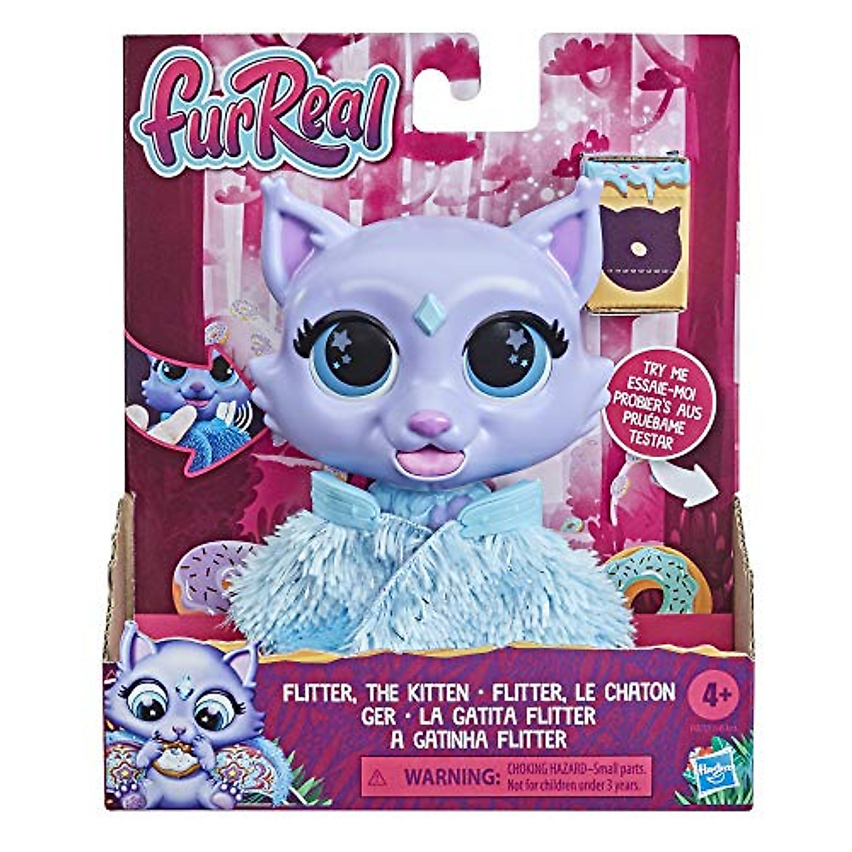 FurReal Flitter The Kitten Color-Change Interactive Feeding Toy, Lights and Sounds, Ages 4 and up
