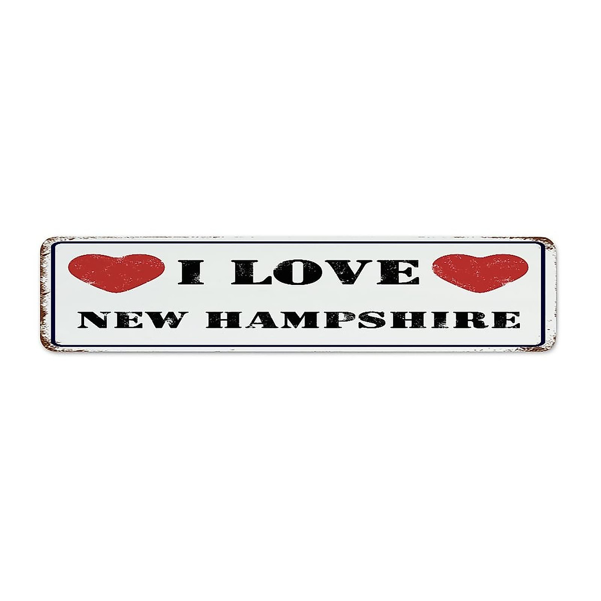Autravelco I LOVE New Hampshire 4x18 Inch Metal Signs Outdoor Personalized Coffee Bar Patio Indoor Home Décor Aluminum Metal Sign State Pride Valentine's Day Heart Metal Plaque for Backyard
