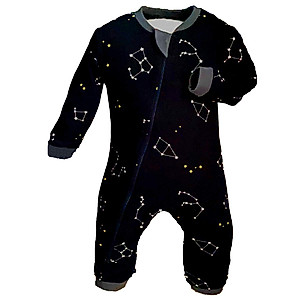 zippyjamz Organic Baby Footless Sleeper Pajamas with Inseam Zipper for Quicker and Easier Diaper Changes (Galaxy Love - Navy, 18-24 Months)