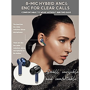 Wireless Earbuds, ANC+ENC Bluetooth 5.3 Headphones LED Power Display Earphones Wireless Charging Case 30Hrs Playback IPX6 Waterproof in-Ear Headsets with Mic for TV Smart Phone Computer Laptop Sports