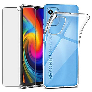 YJROP for Umidigi F3 Case with Tempered Glass Screen Protector Transparent Silicone Bumpers Anti-Scratch Shockproof Protective Phone Case Cover for UMIDIGI F3 / F3 5G / F3S / F3 SE 6.7"(Clear)
