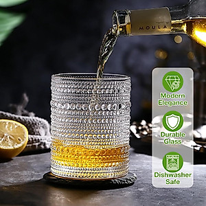 Hlukana Vintage Hobnail Drinking Glasses Set of 8, 12 oz Highball Glasses & 10 oz Cocktail Glasses Set, Kitchen Water Glasses Cup, Bar Tumbler Glassware Set for Beer, Juice, Cocktail, Whiskey, Milk