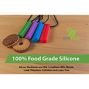 Tilcare Chew Chew Sensory Necklace – Best for Kids or Adults That Like Biting or Have Autism – Perfectly Textured Silicone Chewy Toys - Chewing Pendant for Boys & Girls - Chew Necklaces (6-Pack)