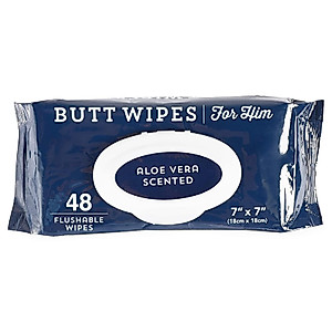 Butt Wipes for Him, Aloe Vera Scent Flushable Wet Wipes for Men (10 Pack, 480 Wipes)