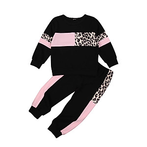 Toddler Baby Girl Clothes Long Sleeve Pullover Top Sweatshirt Pants Fall Winter Outfits (Black, 2T / 3T)