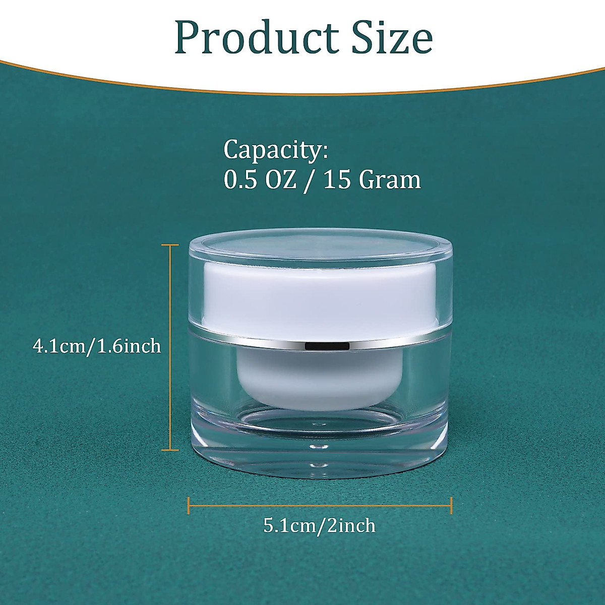 Cosywell 4pcs 0.5oz Plastic Cream Jars 15 Gram Clear Lotion Travel Containers with Lids Leak Proof Wide Mouth Moisturizer Container for Creams Beauty Products Cosmetics Powder Jewelry (0.5oz, Clear)