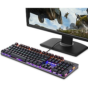 XYLXJ RGB Compact Gaming Keyboard, USB Wired 104 Keys Gaming Keyboard LED Backlit Gaming Keyboard for Laptop PC Computer Game and Work