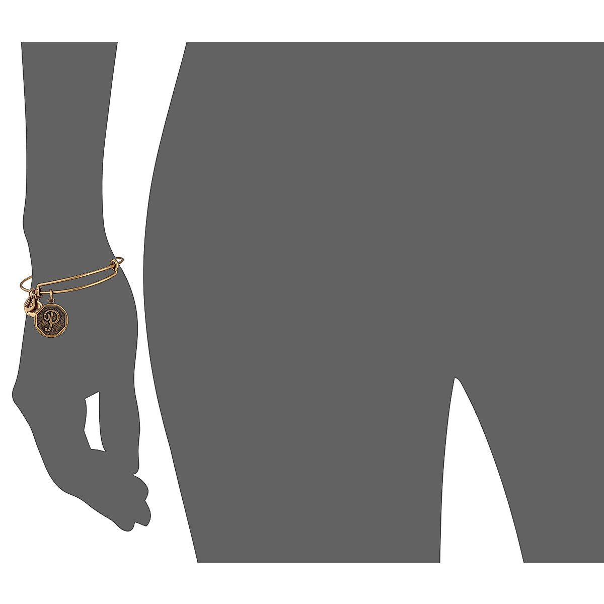 Alex and Ani Rafaelian Gold-Tone Initial "P" Expandable Wire Bangle Bracelet, 2.5"