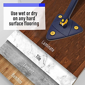 360° Rotatable Adjustable Cleaning Mop, Triangle Microfiber Mop with Long Handle, 6 Replaceable Reusable Washable Mop Pads, mops for Floor/Ceiling/Corner/Glass Cleaning