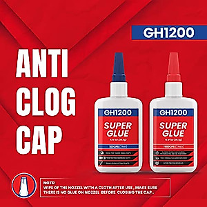 2 Oz Value Pack (57-Gram) Strong Super Glue All Purpose with Anti Clog Cap. Super Fast Thick and Strong Adhesive SuperGlue. Cyanoacrylate Glue for Hard Plastics, DIY Craft, Metal and Many More