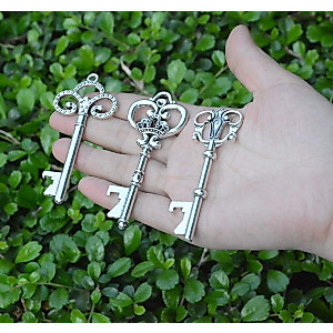 50 Pcs Silver Skeleton Key Beer Bottle Opener With 100 Pcs Thank You Card and 98 Feet Hemp Rope for Wedding Party Favors (50pcs Silver)